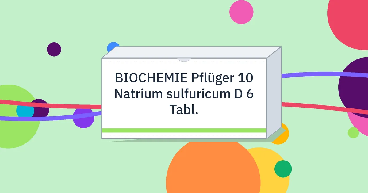 Symbolbild: Packung mit der Aufschrift BIOCHEMIE Pflüger 10 Natrium sulfuricum D 6 Tabl. (PZN 06319688) – Verfügbarkeit und Bezug in Apotheken in Frankfurt am Main