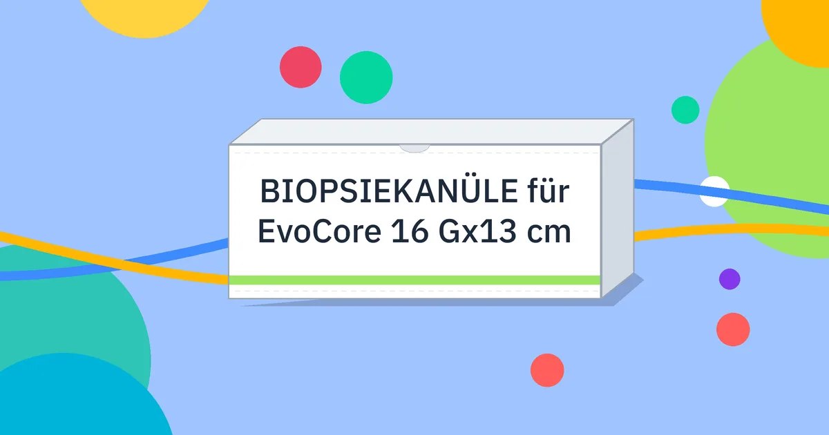 Symbolbild: Packung mit der Aufschrift BIOPSIEKANÜLE für EvoCore 16 Gx13 cm (PZN 11059083) – Verfügbarkeit und Bezug in Apotheken in Frankfurt am Main