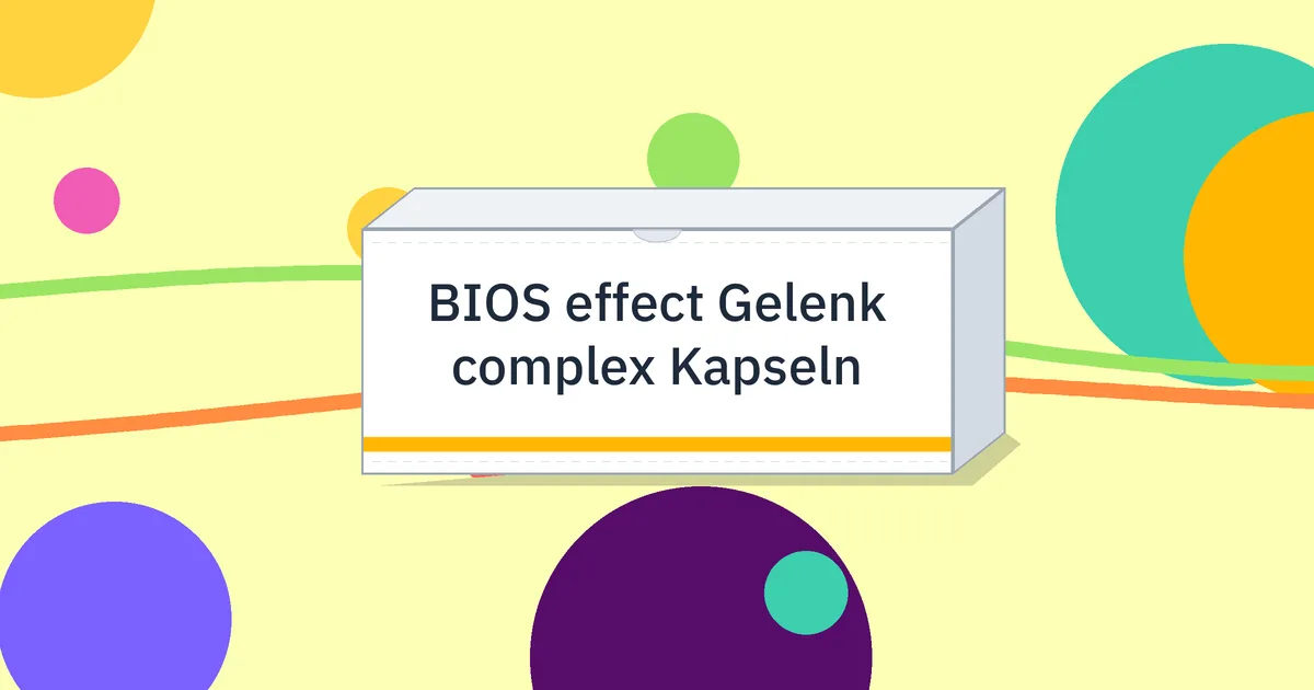 Symbolbild: Packung mit der Aufschrift BIOS effect Gelenk complex Kapseln (PZN 10145722) – Verfügbarkeit und Bezug in Apotheken in Frankfurt am Main