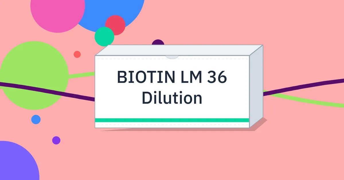 Symbolbild: Packung mit der Aufschrift BIOTIN LM 36 Dilution (PZN 12794494) – Verfügbarkeit und Bezug in Apotheken in Frankfurt am Main