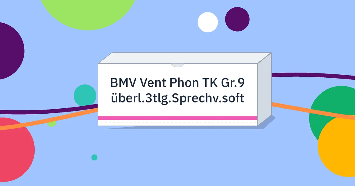 Symbolbild: Packung mit der Aufschrift BMV Vent Phon TK Gr.9 überl.3tlg.Sprechv.soft (PZN 18385880) – Verfügbarkeit und Bezug in Apotheken in Frankfurt am Main