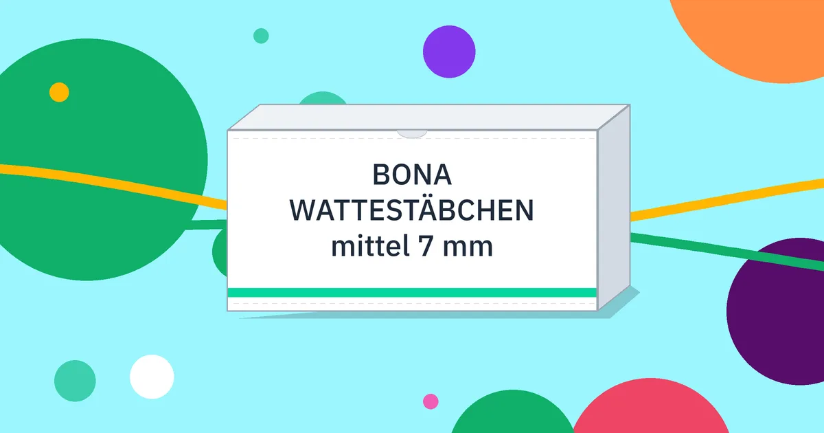 Symbolbild: Packung mit der Aufschrift BONA WATTESTÄBCHEN mittel 7 mm (PZN 02404629) – Verfügbarkeit und Bezug in Apotheken in Frankfurt am Main