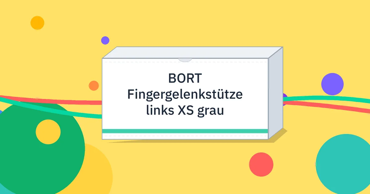 Symbolbild: Packung mit der Aufschrift BORT Fingergelenkstütze links XS grau (PZN 16317414) – Verfügbarkeit und Bezug in Apotheken in Frankfurt am Main