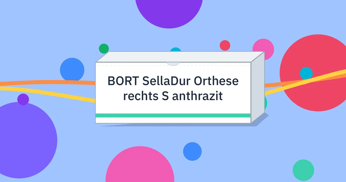 Symbolbild: Packung mit der Aufschrift BORT SellaDur Orthese rechts S anthrazit (PZN 09444187) – Verfügbarkeit und Bezug in Apotheken in Frankfurt am Main