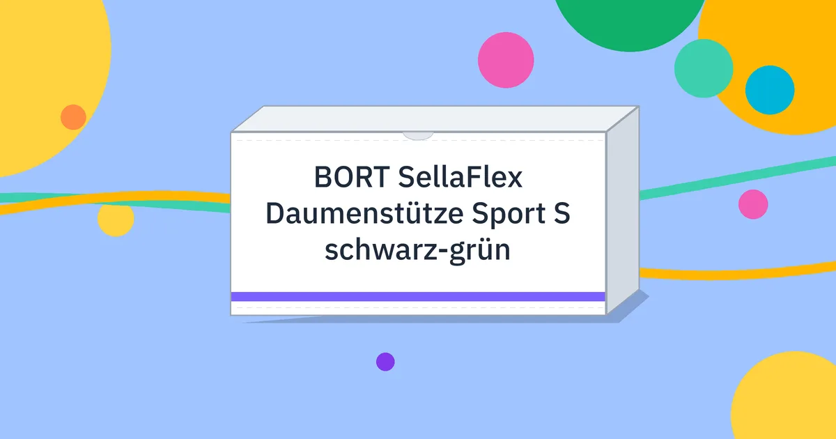 Symbolbild: Packung mit der Aufschrift BORT SellaFlex Daumenstütze Sport S schwarz-grün (PZN 10786272) – Verfügbarkeit und Bezug in Apotheken in Frankfurt am Main