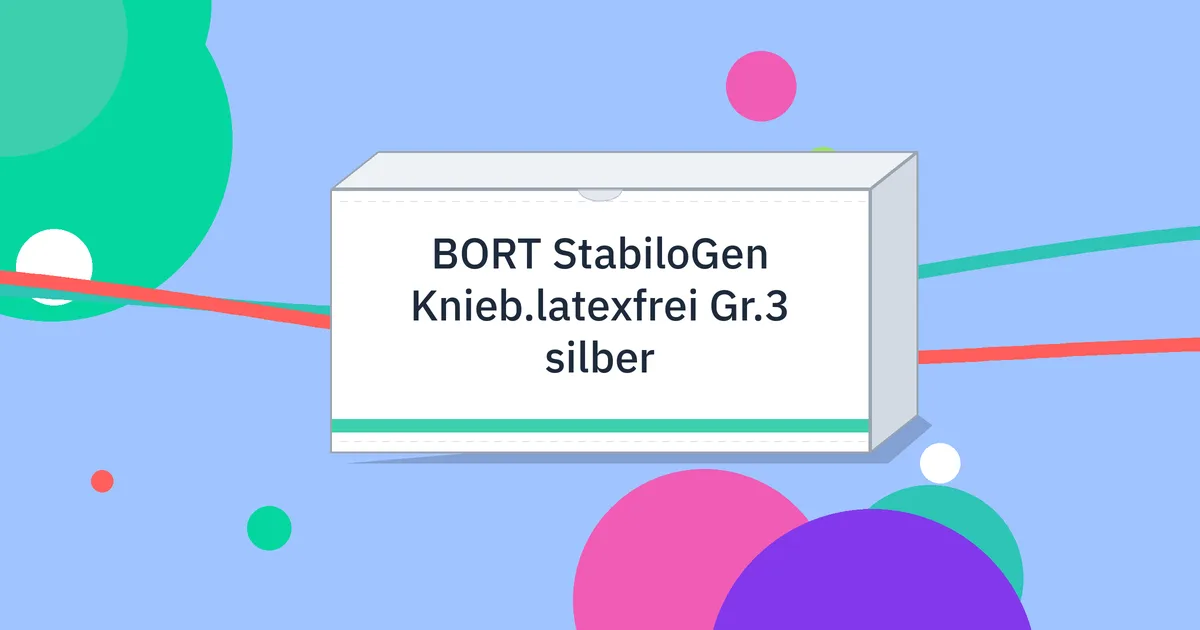 Symbolbild: Packung mit der Aufschrift BORT StabiloGen Knieb.latexfrei Gr.3 silber (PZN 16846242) – Verfügbarkeit und Bezug in Apotheken in Frankfurt am Main