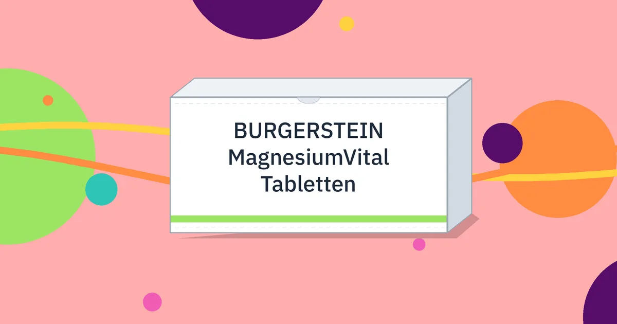 Symbolbild: Packung mit der Aufschrift BURGERSTEIN MagnesiumVital Tabletten (PZN 14303738) – Verfügbarkeit und Bezug in Apotheken in Frankfurt am Main