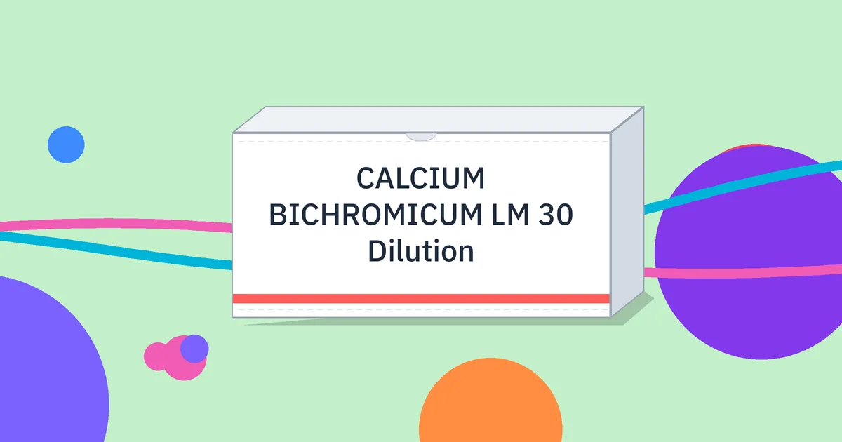 Symbolbild: Packung mit der Aufschrift CALCIUM BICHROMICUM LM 30 Dilution (PZN 13407625) – Verfügbarkeit und Bezug in Apotheken in Frankfurt am Main