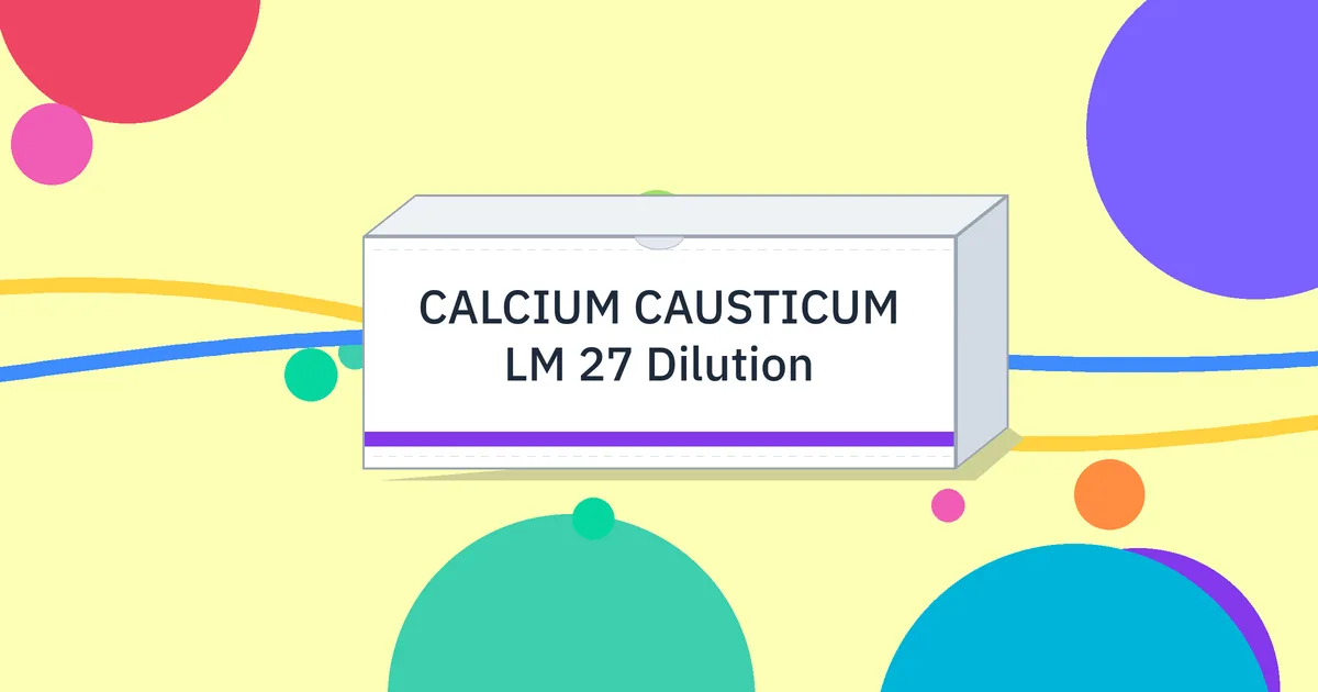 Symbolbild: Packung mit der Aufschrift CALCIUM CAUSTICUM LM 27 Dilution (PZN 12804100) – Verfügbarkeit und Bezug in Apotheken in Frankfurt am Main