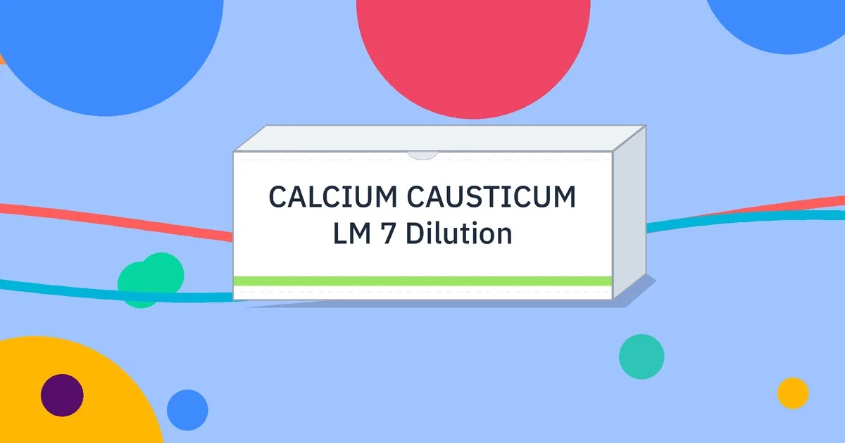 Symbolbild: Packung mit der Aufschrift CALCIUM CAUSTICUM LM 7 Dilution (PZN 12803879) – Verfügbarkeit und Bezug in Apotheken in Frankfurt am Main