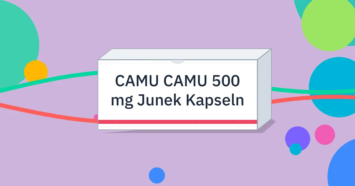 Symbolbild: Packung mit der Aufschrift CAMU CAMU 500 mg Junek Kapseln (PZN 00136685) – Verfügbarkeit und Bezug in Apotheken in Frankfurt am Main