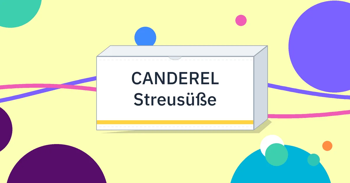 Symbolbild: Packung mit der Aufschrift CANDEREL Streusüße (PZN 10998838) – Verfügbarkeit und Bezug in Apotheken in Frankfurt am Main