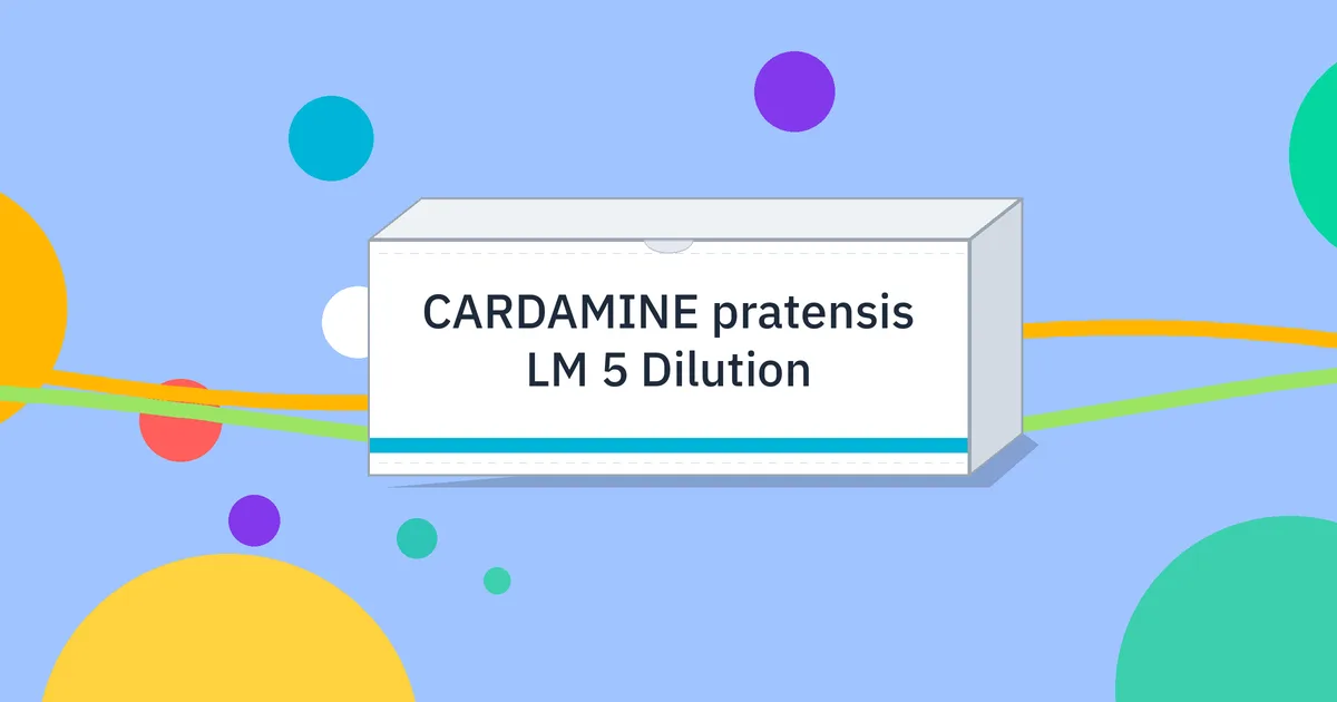 Symbolbild: Packung mit der Aufschrift CARDAMINE pratensis LM 5 Dilution (PZN 13429064) – Verfügbarkeit und Bezug in Apotheken in Frankfurt am Main