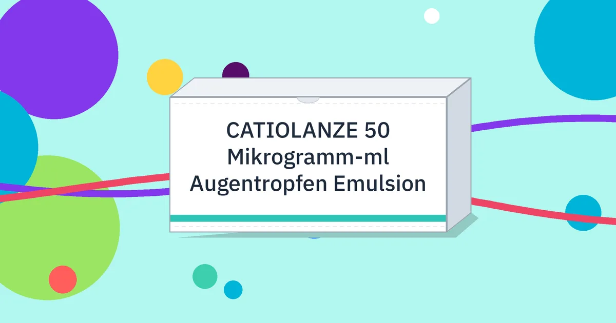 Symbolbild: Packung mit der Aufschrift CATIOLANZE 50 Mikrogramm-ml Augentropfen Emulsion (PZN 20041544) – Verfügbarkeit und Bezug in Apotheken in Frankfurt am Main