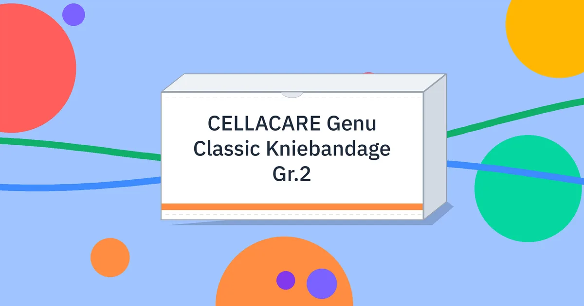 Symbolbild: Packung mit der Aufschrift CELLACARE Genu Classic Kniebandage Gr.2 (PZN 20549656) – Verfügbarkeit und Bezug in Apotheken in Frankfurt am Main
