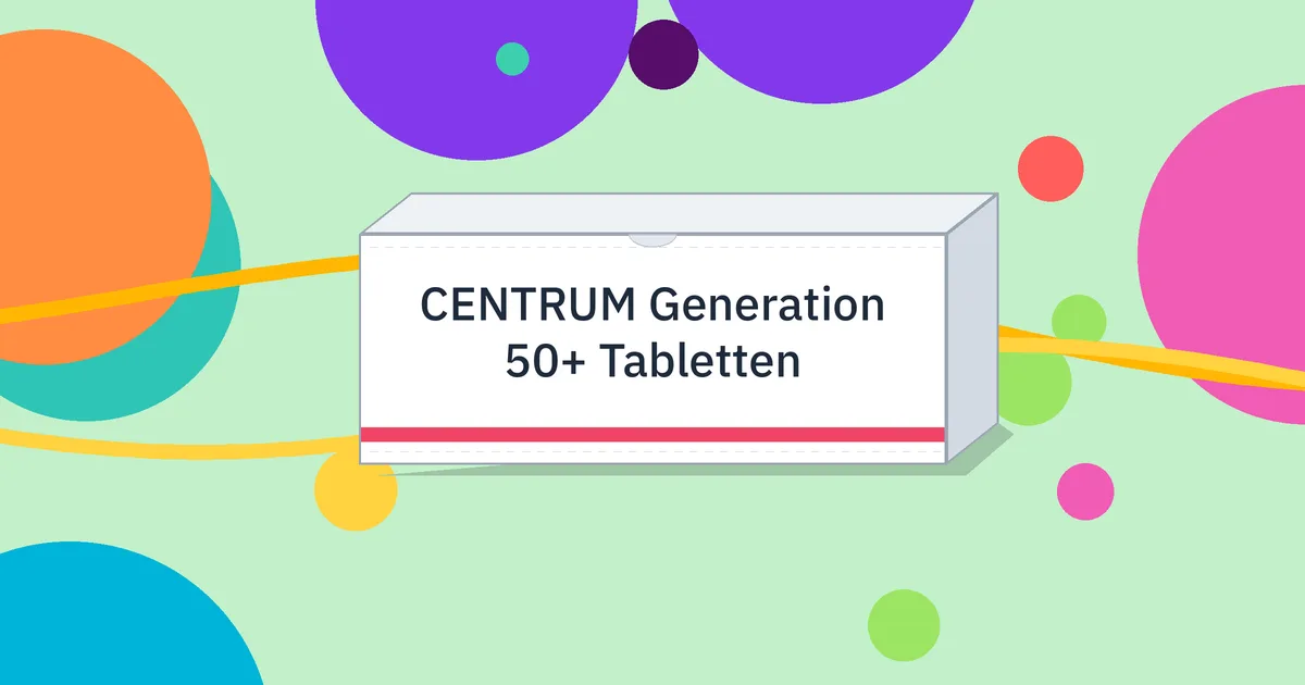 Symbolbild: Packung mit der Aufschrift CENTRUM Generation 50+ Tabletten (PZN 14170510) – Verfügbarkeit und Bezug in Apotheken in Frankfurt am Main