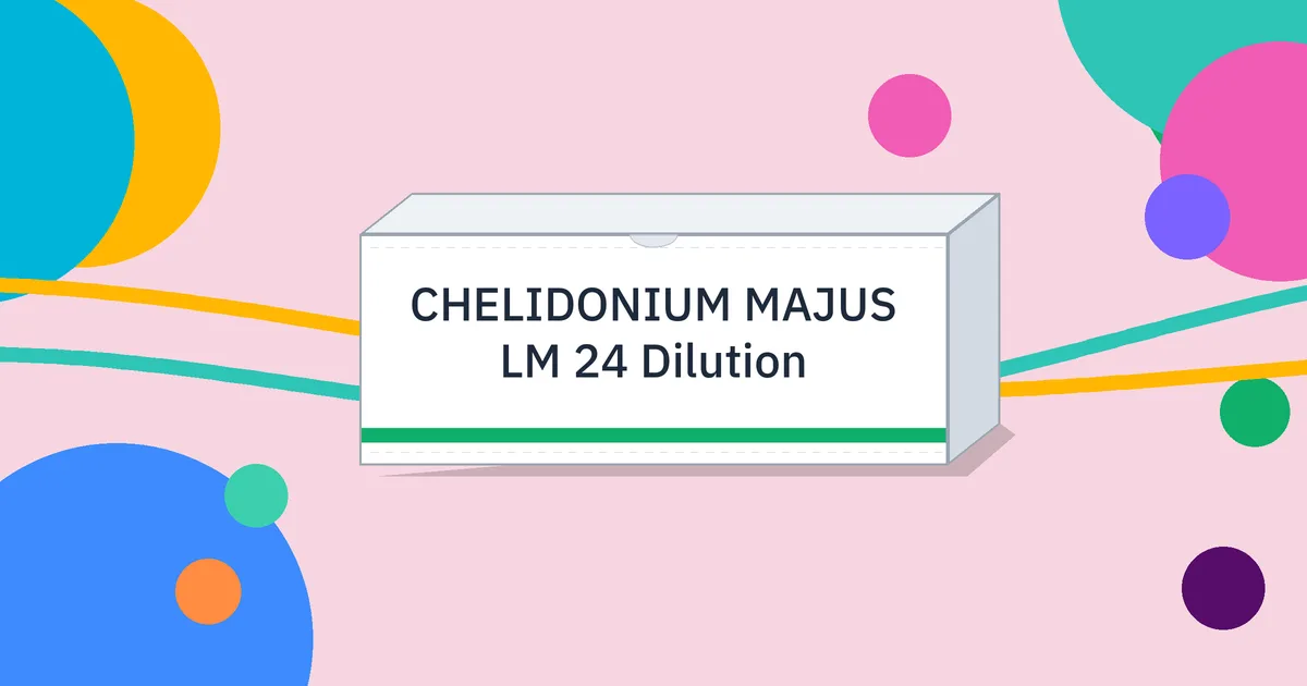 Symbolbild: Packung mit der Aufschrift CHELIDONIUM MAJUS LM 24 Dilution (PZN 12813085) – Verfügbarkeit und Bezug in Apotheken in Frankfurt am Main
