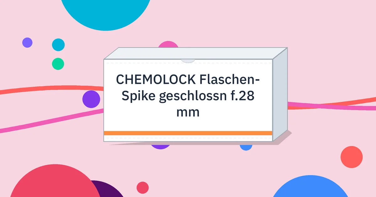 Symbolbild: Packung mit der Aufschrift CHEMOLOCK Flaschen-Spike geschlossn f.28 mm (PZN 19443912) – Verfügbarkeit und Bezug in Apotheken in Frankfurt am Main