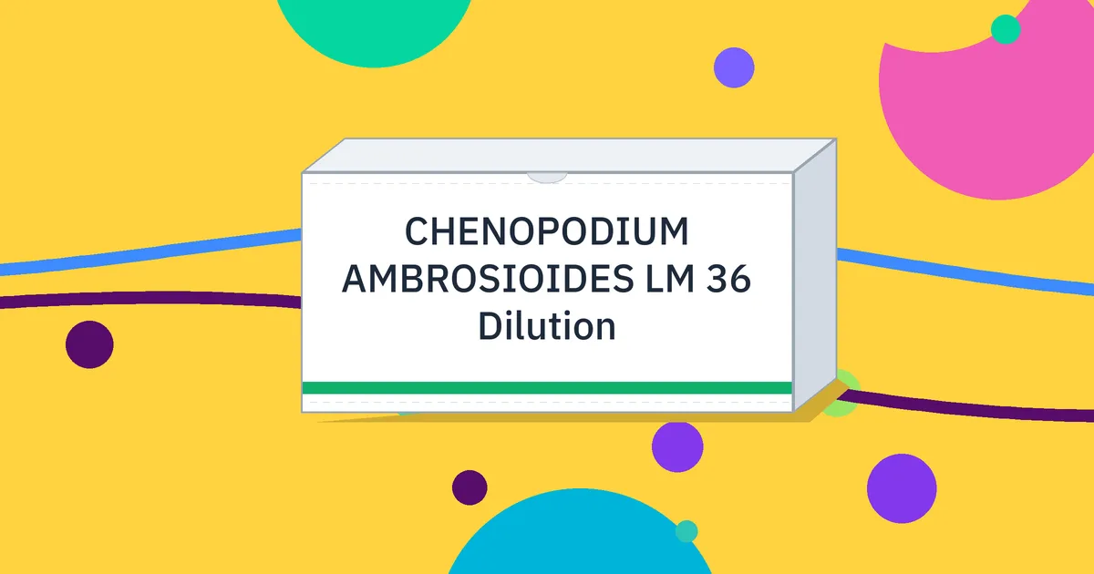 Symbolbild: Packung mit der Aufschrift CHENOPODIUM AMBROSIOIDES LM 36 Dilution (PZN 13440580) – Verfügbarkeit und Bezug in Apotheken in Frankfurt am Main