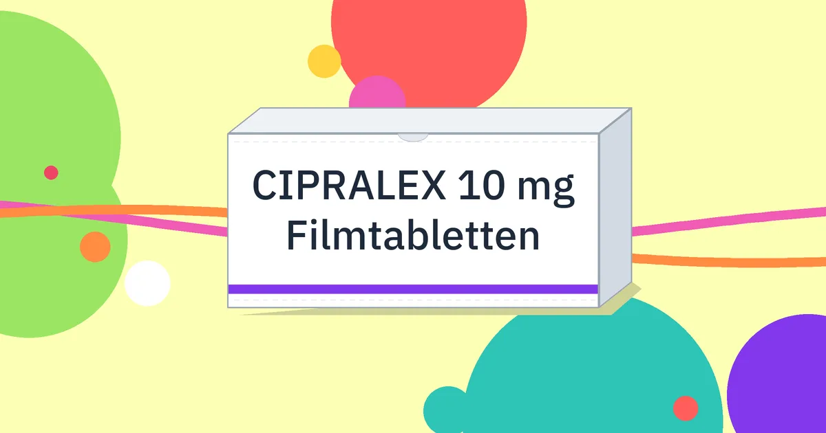 Symbolbild: Packung mit der Aufschrift CIPRALEX 10 mg Filmtabletten (PZN 02217459) – Verfügbarkeit und Bezug in Apotheken in Frankfurt am Main