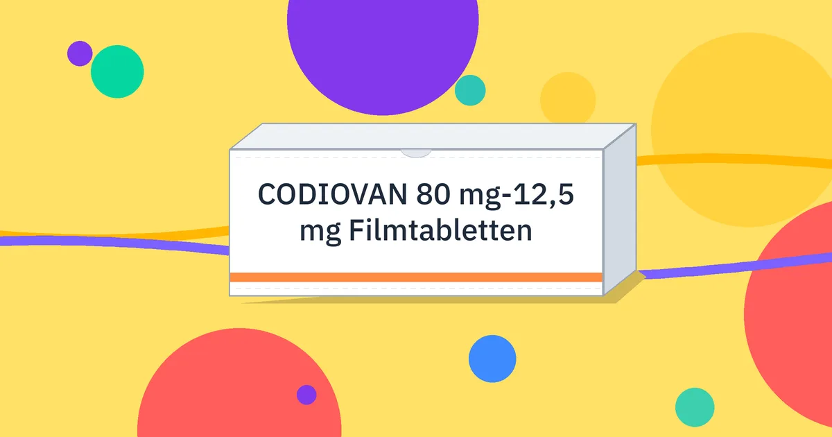 Symbolbild: Packung mit der Aufschrift CODIOVAN 80 mg-12,5 mg Filmtabletten (PZN 05030709) – Verfügbarkeit und Bezug in Apotheken in Frankfurt am Main