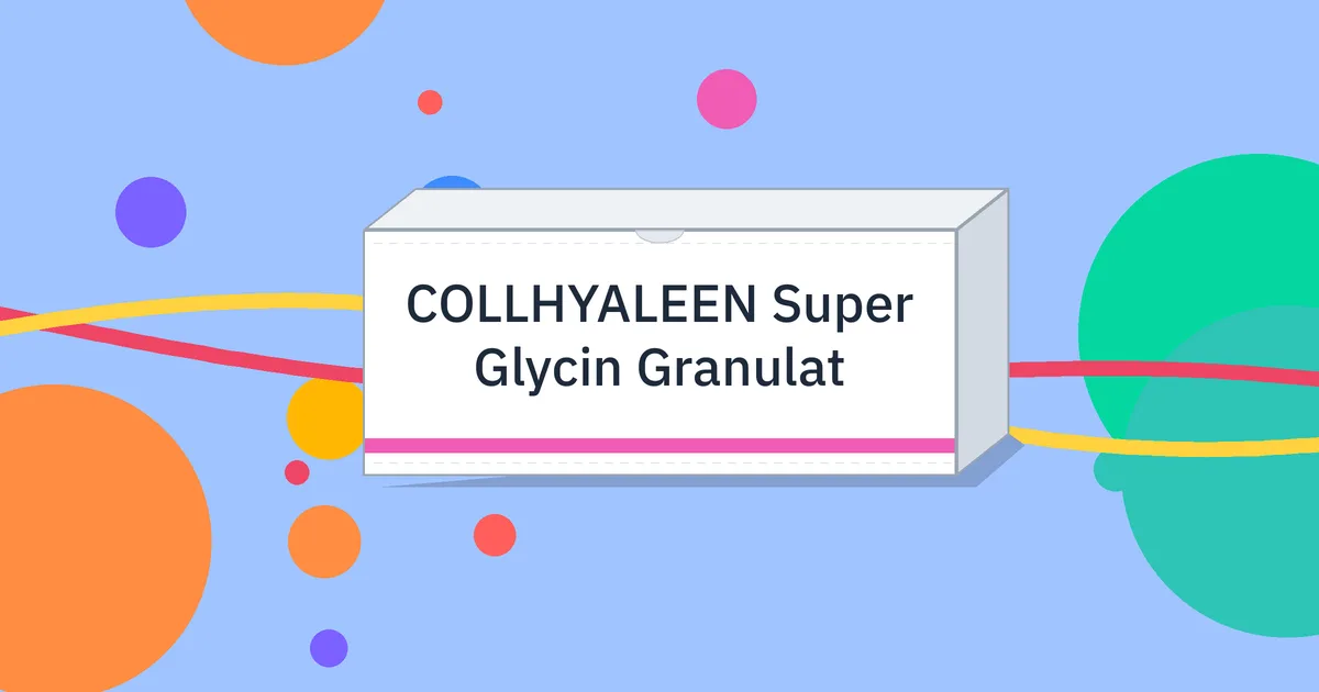 Symbolbild: Packung mit der Aufschrift COLLHYALEEN Super Glycin Granulat (PZN 20918289) – Verfügbarkeit und Bezug in Apotheken in Frankfurt am Main