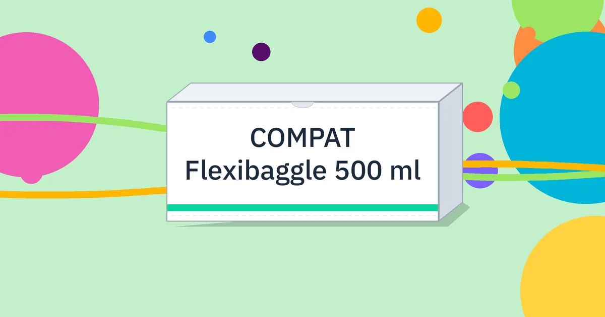 Symbolbild: Packung mit der Aufschrift COMPAT Flexibaggle 500 ml (PZN 02537069) – Verfügbarkeit und Bezug in Apotheken in Frankfurt am Main