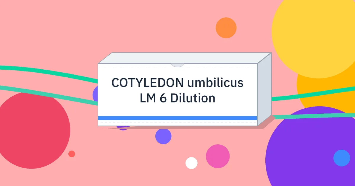 Symbolbild: Packung mit der Aufschrift COTYLEDON umbilicus LM 6 Dilution (PZN 13455765) – Verfügbarkeit und Bezug in Apotheken in Frankfurt am Main