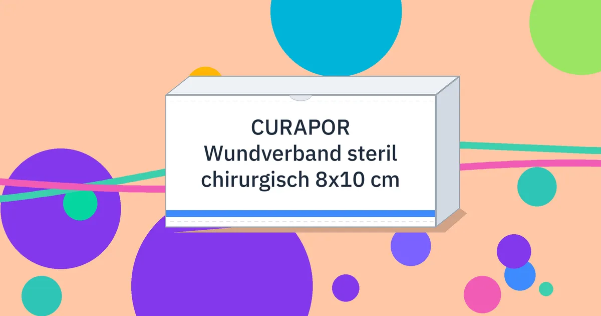 Symbolbild: Packung mit der Aufschrift CURAPOR Wundverband steril chirurgisch 8x10 cm (PZN 18404465) – Verfügbarkeit und Bezug in Apotheken in Frankfurt am Main