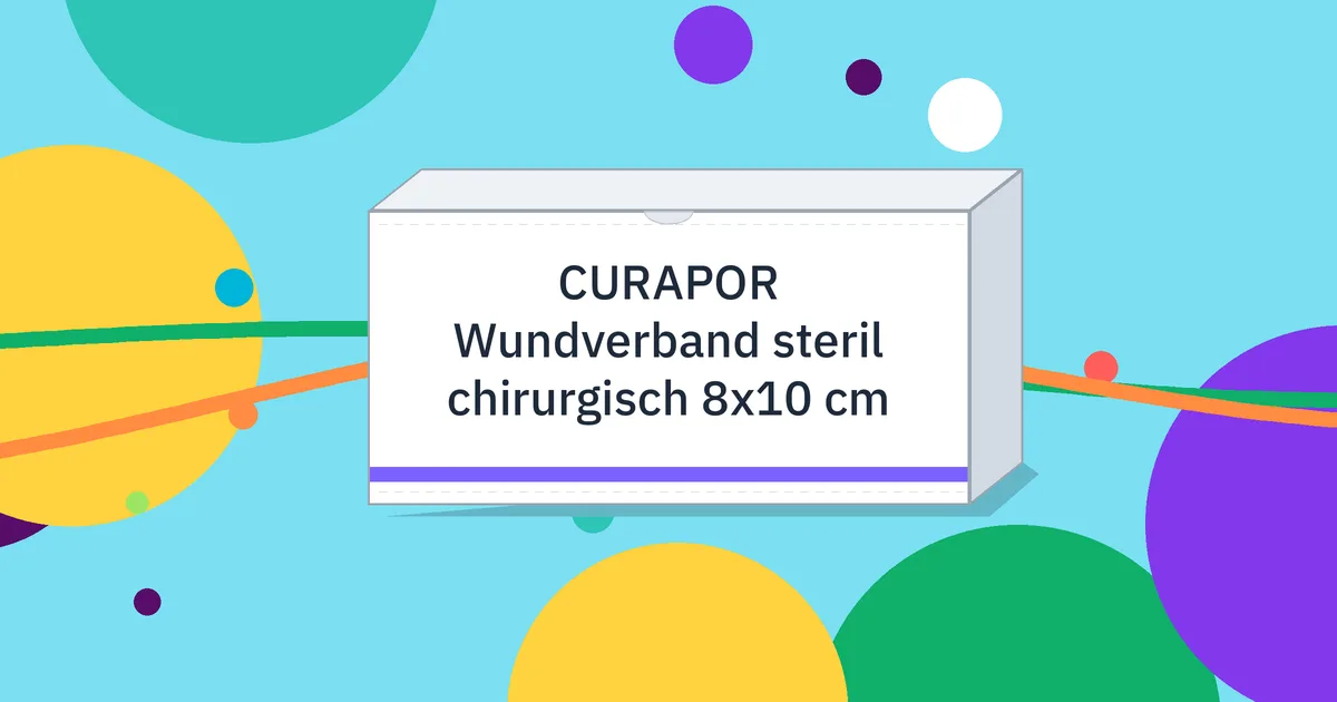Symbolbild: Packung mit der Aufschrift CURAPOR Wundverband steril chirurgisch 8x10 cm (PZN 18852956) – Verfügbarkeit und Bezug in Apotheken in Frankfurt am Main