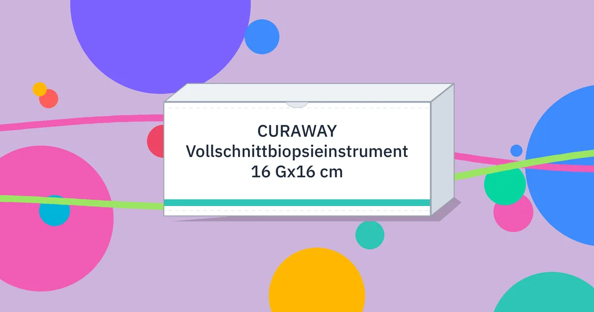 Symbolbild: Packung mit der Aufschrift CURAWAY Vollschnittbiopsieinstrument 16 Gx16 cm (PZN 20030121) – Verfügbarkeit und Bezug in Apotheken in Frankfurt am Main