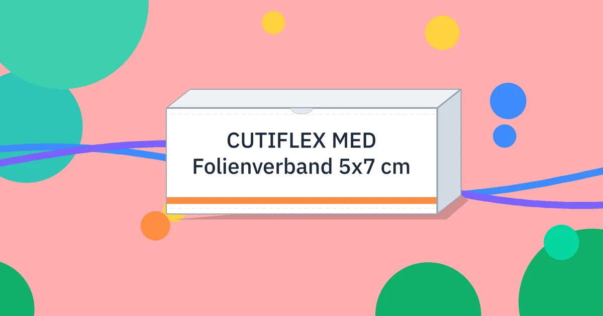 Symbolbild: Packung mit der Aufschrift CUTIFLEX MED Folienverband 5x7 cm (PZN 20111368) – Verfügbarkeit und Bezug in Apotheken in Frankfurt am Main