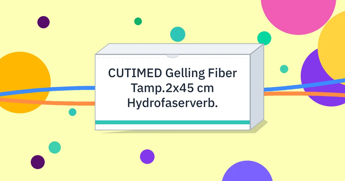 Symbolbild: Packung mit der Aufschrift CUTIMED Gelling Fiber Tamp.2x45 cm Hydrofaserverb. (PZN 18192052) – Verfügbarkeit und Bezug in Apotheken in Frankfurt am Main