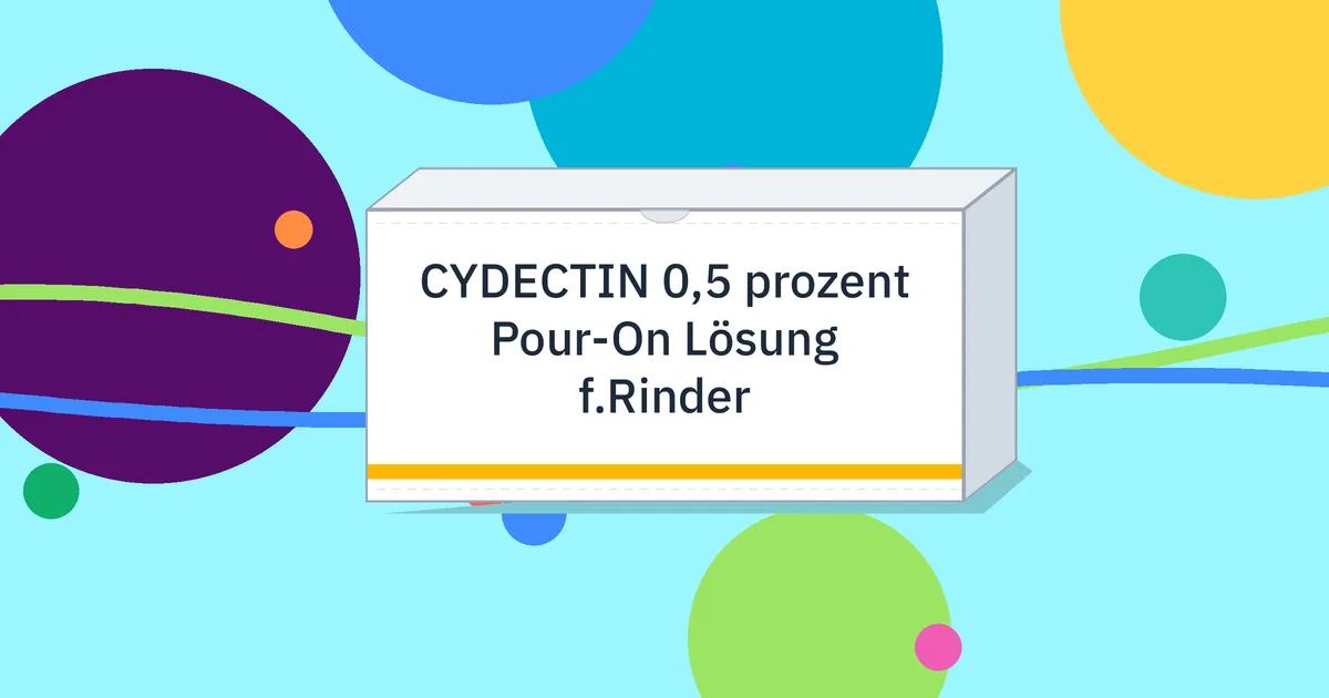 Symbolbild: Packung mit der Aufschrift CYDECTIN 0,5 prozent Pour-On Lösung f.Rinder (PZN 07725611) – Verfügbarkeit und Bezug in Apotheken in Frankfurt am Main
