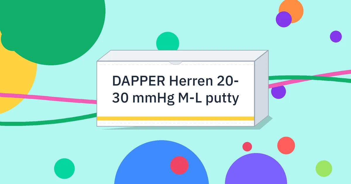 Symbolbild: Packung mit der Aufschrift DAPPER Herren 20-30 mmHg M-L putty (PZN 20112787) – Verfügbarkeit und Bezug in Apotheken in Frankfurt am Main