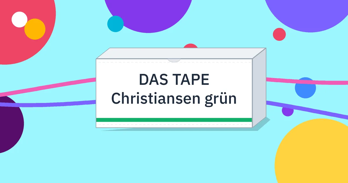 Symbolbild: Packung mit der Aufschrift DAS TAPE Christiansen grün (PZN 02482291) – Verfügbarkeit und Bezug in Apotheken in Frankfurt am Main