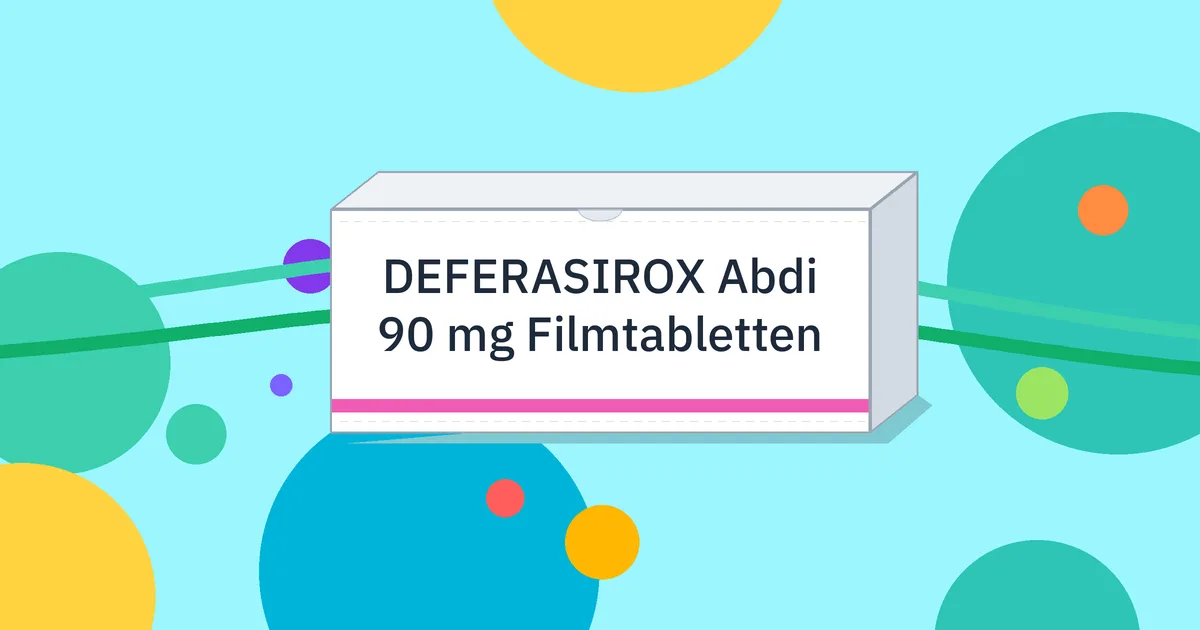 Symbolbild: Packung mit der Aufschrift DEFERASIROX Abdi 90 mg Filmtabletten (PZN 17874565) – Verfügbarkeit und Bezug in Apotheken in Frankfurt am Main
