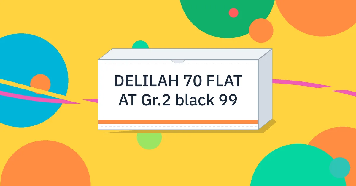 Symbolbild: Packung mit der Aufschrift DELILAH 70 FLAT AT Gr.2 black 99 (PZN 13848223) – Verfügbarkeit und Bezug in Apotheken in Frankfurt am Main