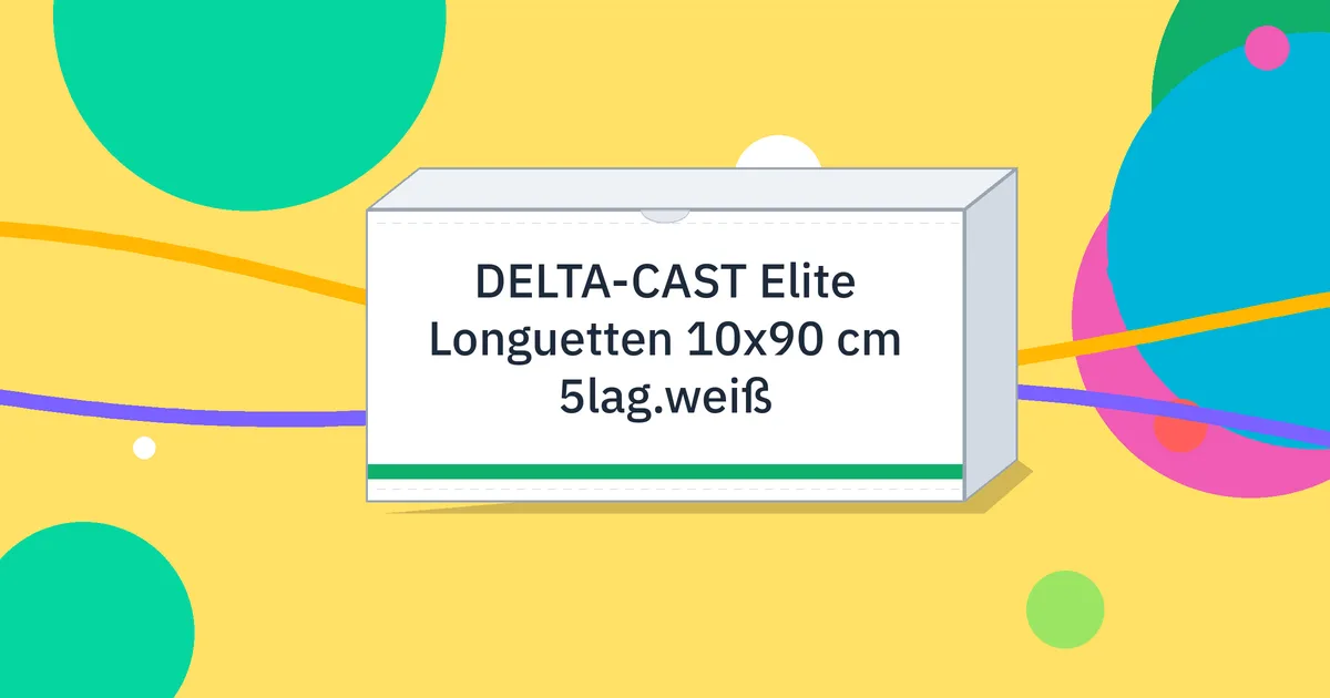 Symbolbild: Packung mit der Aufschrift DELTA-CAST Elite Longuetten 10x90 cm 5lag.weiß (PZN 07784016) – Verfügbarkeit und Bezug in Apotheken in Frankfurt am Main