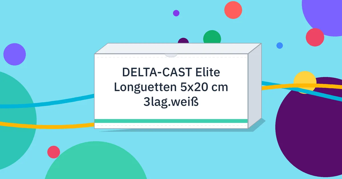 Symbolbild: Packung mit der Aufschrift DELTA-CAST Elite Longuetten 5x20 cm 3lag.weiß (PZN 03971394) – Verfügbarkeit und Bezug in Apotheken in Frankfurt am Main
