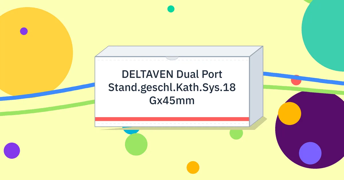Symbolbild: Packung mit der Aufschrift DELTAVEN Dual Port Stand.geschl.Kath.Sys.18 Gx45mm (PZN 18873591) – Verfügbarkeit und Bezug in Apotheken in Frankfurt am Main
