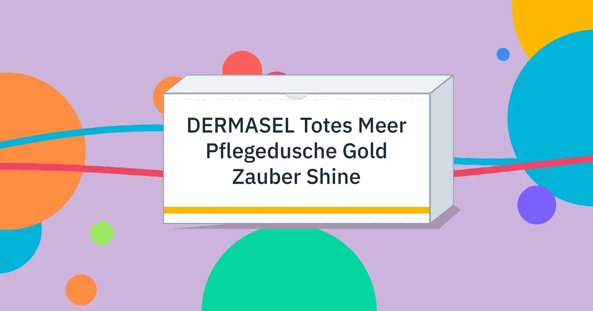 Symbolbild: Packung mit der Aufschrift DERMASEL Totes Meer Pflegedusche Gold Zauber Shine (PZN 17889710) – Verfügbarkeit und Bezug in Apotheken in Frankfurt am Main