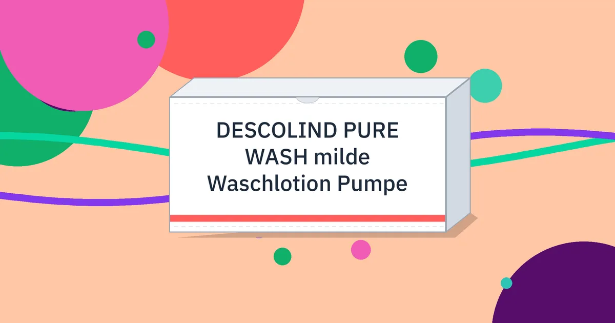 Symbolbild: Packung mit der Aufschrift DESCOLIND PURE WASH milde Waschlotion Pumpe (PZN 20308852) – Verfügbarkeit und Bezug in Apotheken in Frankfurt am Main