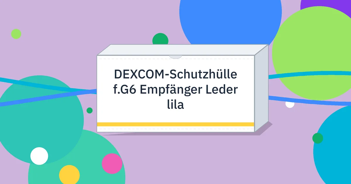Symbolbild: Packung mit der Aufschrift DEXCOM-Schutzhülle f.G6 Empfänger Leder lila (PZN 15391029) – Verfügbarkeit und Bezug in Apotheken in Frankfurt am Main