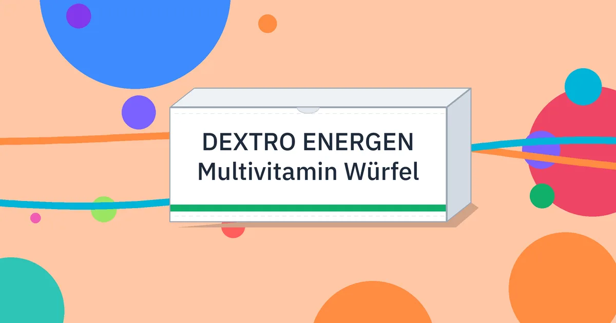 Symbolbild: Packung mit der Aufschrift DEXTRO ENERGEN Multivitamin Würfel (PZN 15433319) – Verfügbarkeit und Bezug in Apotheken in Frankfurt am Main