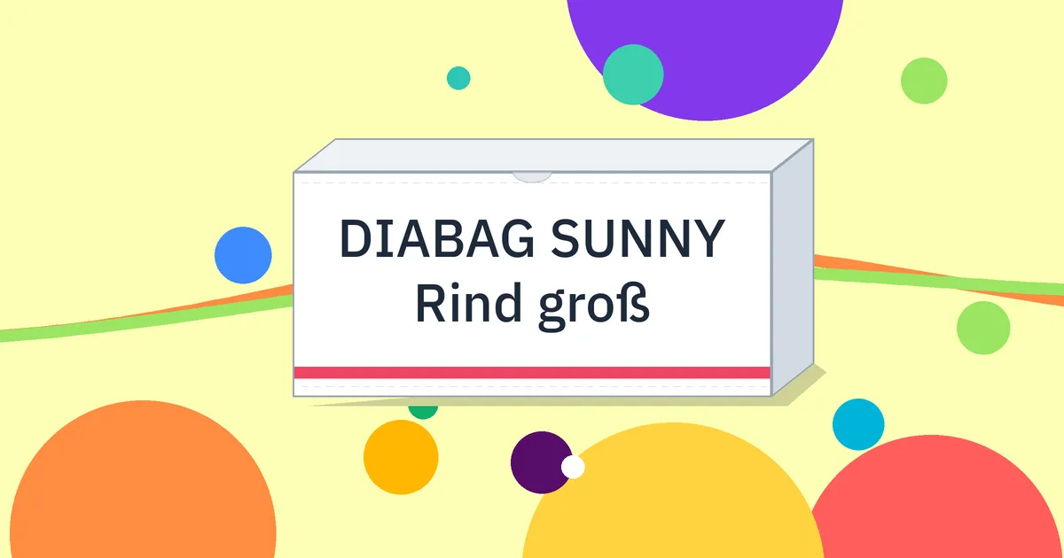 Symbolbild: Packung mit der Aufschrift DIABAG SUNNY Rind groß (PZN 12909106) – Verfügbarkeit und Bezug in Apotheken in Frankfurt am Main