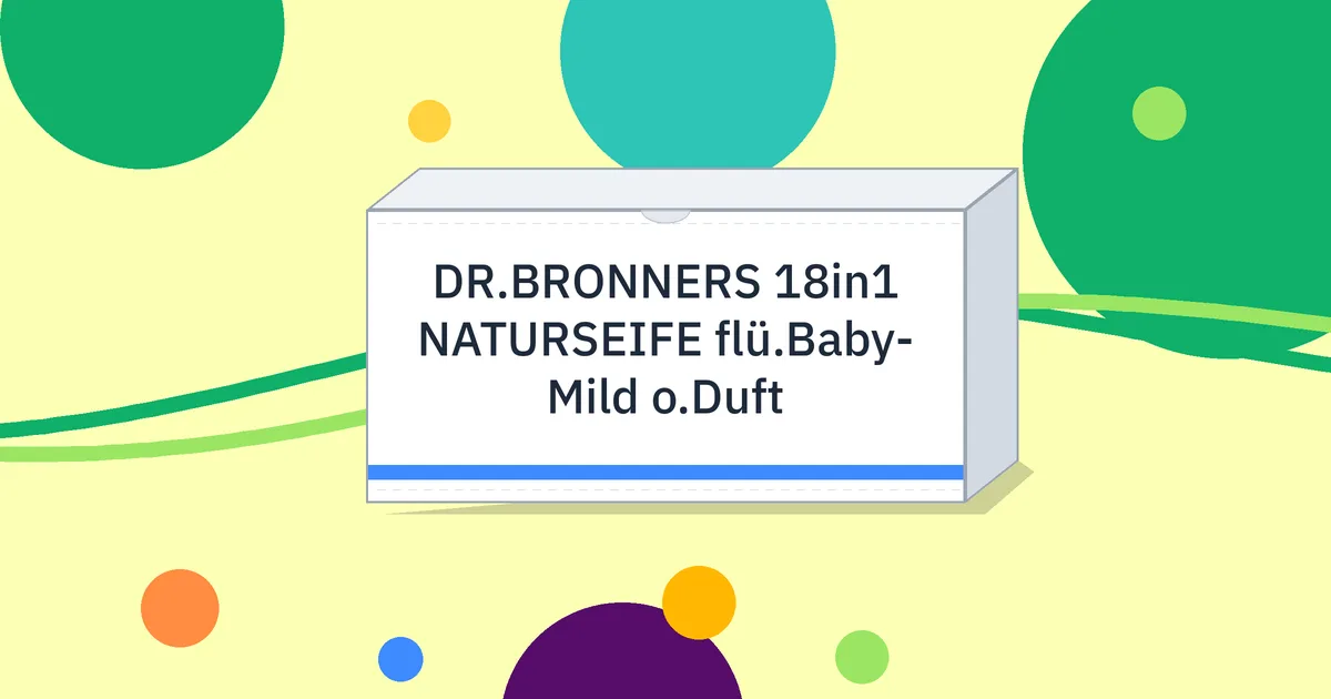 Symbolbild: Packung mit der Aufschrift DR.BRONNERS 18in1 NATURSEIFE flü.Baby-Mild o.Duft (PZN 19241249) – Verfügbarkeit und Bezug in Apotheken in Frankfurt am Main