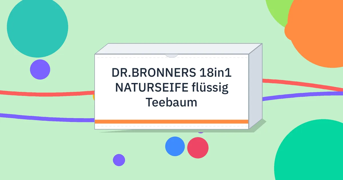 Symbolbild: Packung mit der Aufschrift DR.BRONNERS 18in1 NATURSEIFE flüssig Teebaum (PZN 19241410) – Verfügbarkeit und Bezug in Apotheken in Frankfurt am Main