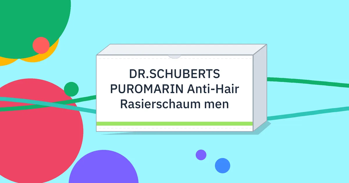 Symbolbild: Packung mit der Aufschrift DR.SCHUBERTS PUROMARIN Anti-Hair Rasierschaum men (PZN 10746321) – Verfügbarkeit und Bezug in Apotheken in Frankfurt am Main