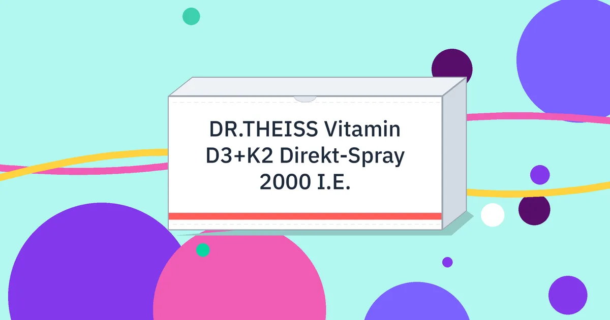 Symbolbild: Packung mit der Aufschrift DR.THEISS Vitamin D3+K2 Direkt-Spray 2000 I.E. (PZN 20368713) – Verfügbarkeit und Bezug in Apotheken in Frankfurt am Main